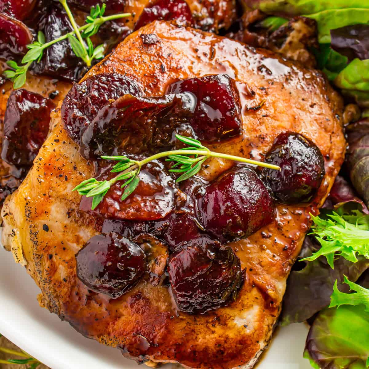 Cherry Balsamic Pork Chops {Paleo, Gluten Free} - Joyfully Full